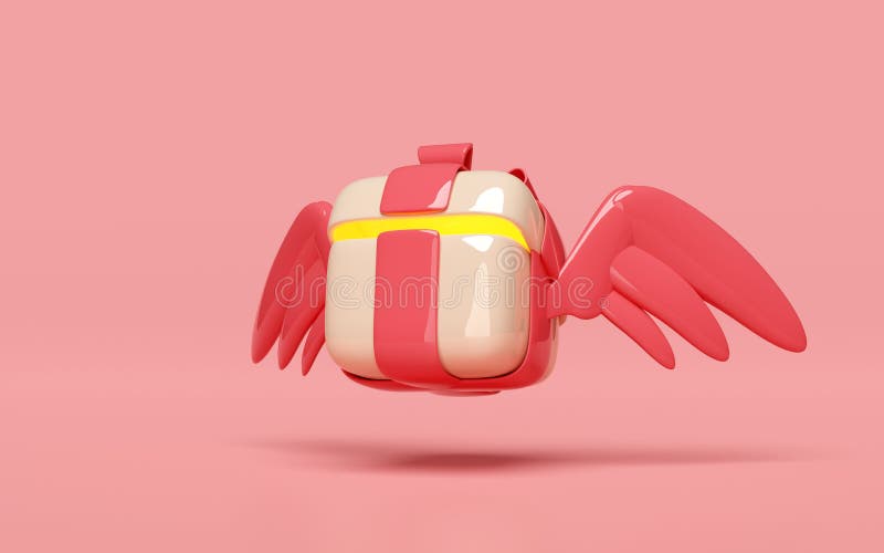 3d Opened Gift Box with Wings. Happy New Year Concept, 3d Render ...