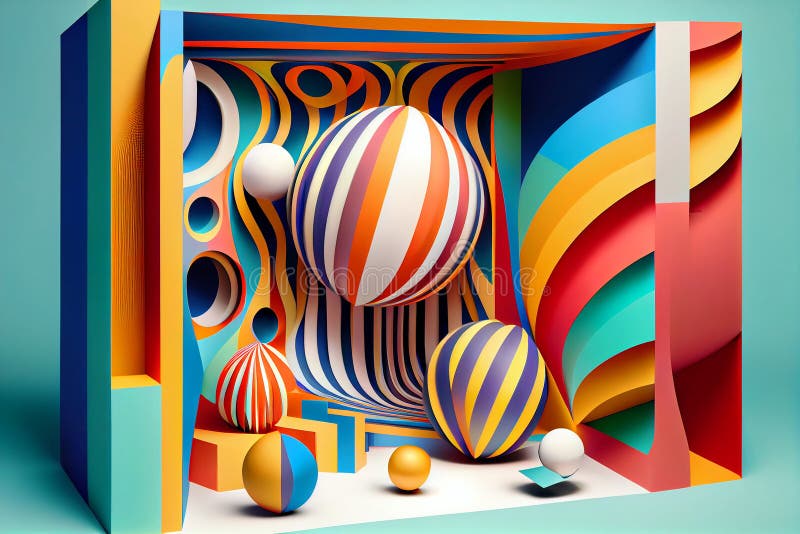 3D Optical Illusion Matrix of Reality Filled with Floating Objects ...