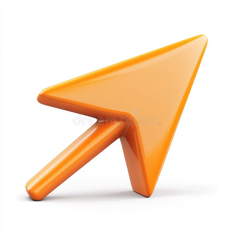 Orange 3D Cursor Arrow Pointing Upward, Glossy Web Interface Design ...