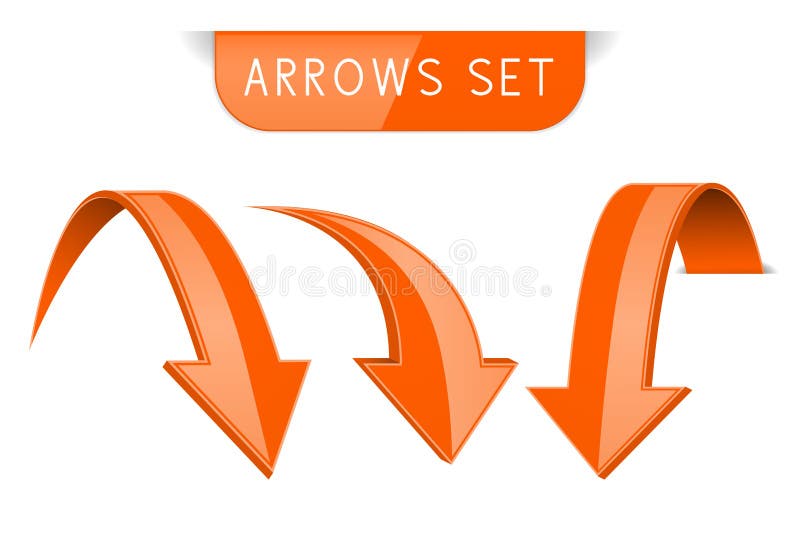 Orange 3d Arrows. Set of Shiny Straight Signs Stock Vector ...