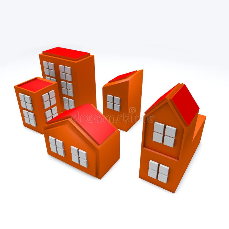 3D Orange Buildings stock illustration. Illustration of residential ...