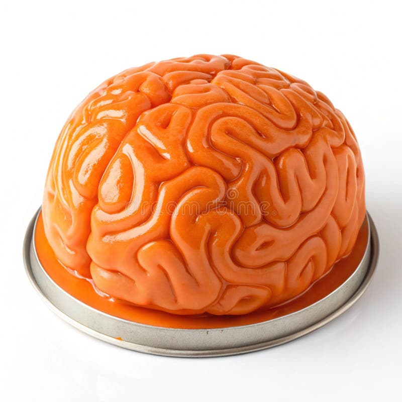 3D Orange Cake in Brain Shape Stock Illustration - Illustration of ...