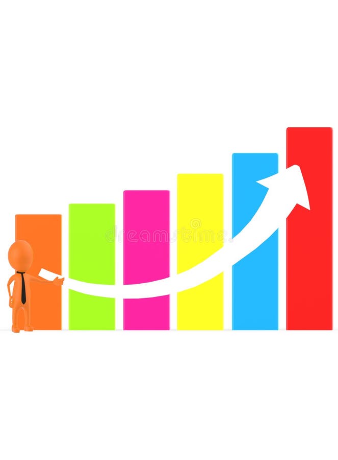 3d Orange Character Presenting a High Statictics Graph Stock ...