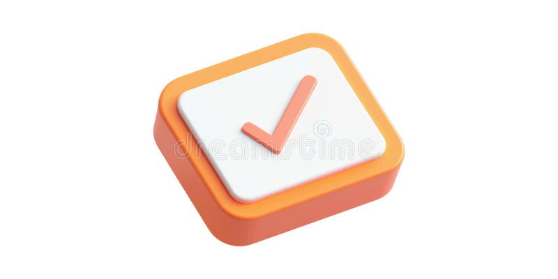 3D Orange Checkmark Icon. Symbol of Approval and Confirmation in ...