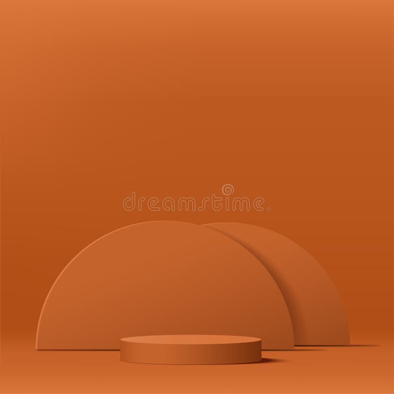 3d Orange Color Podium and Minimal Orange Color Wall Scene. 3d Podium ...