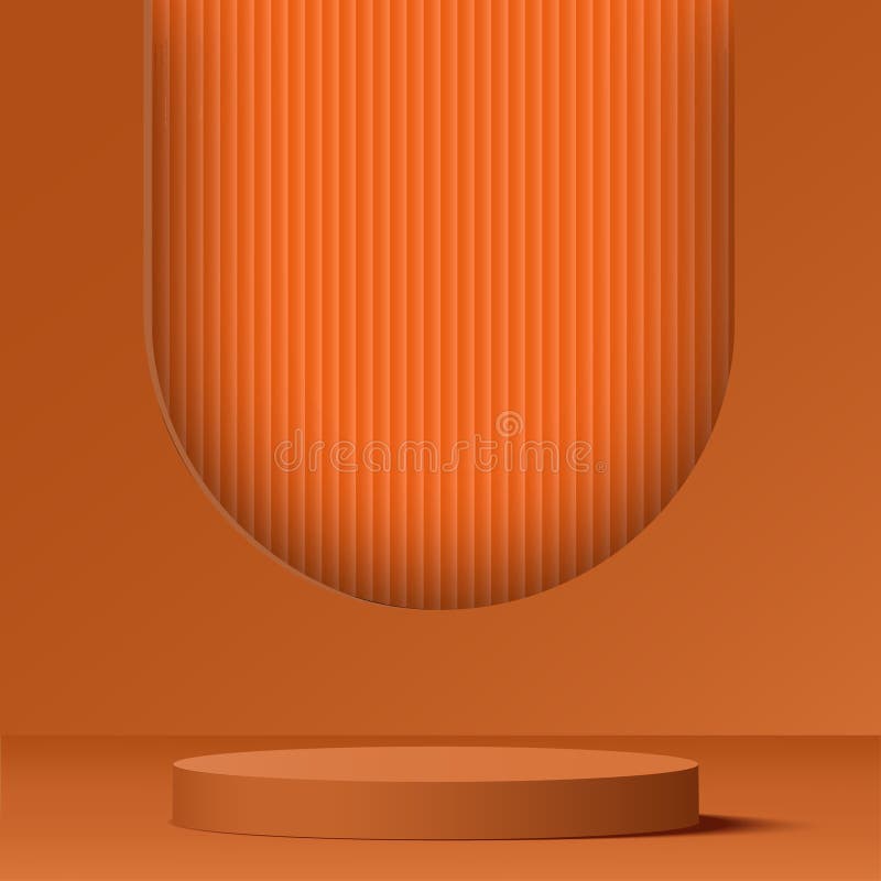 3d Orange Color Podium and Minimal Orange Color Wall Scene. 3d Podium ...