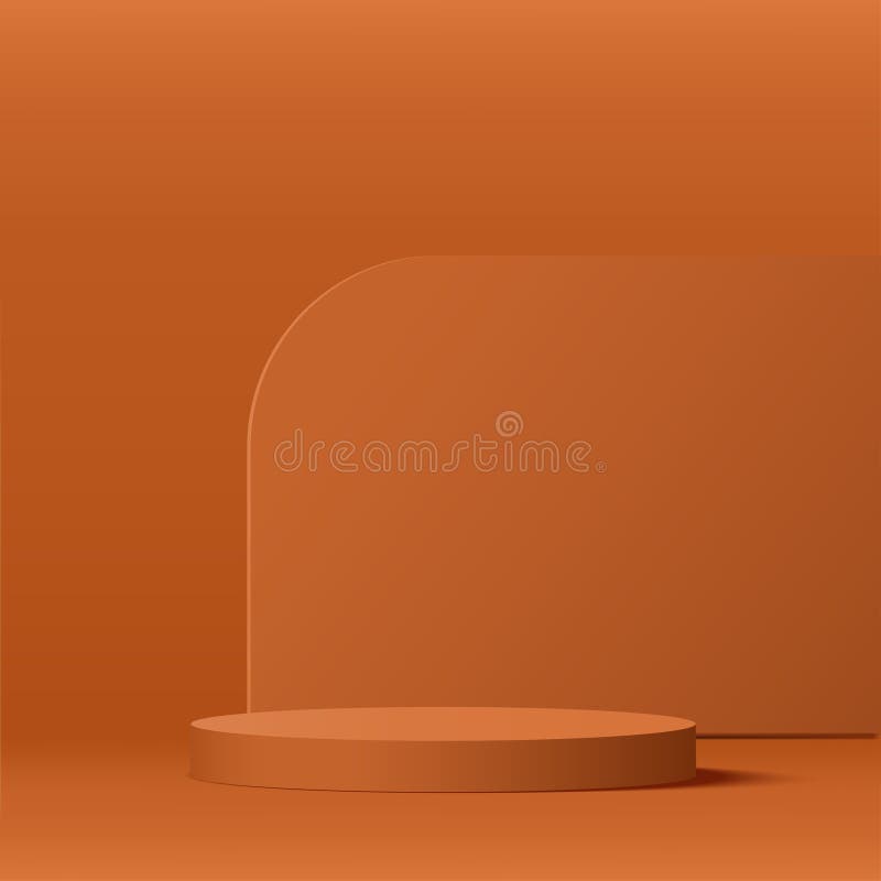 3d Orange Color Podium and Minimal Orange Color Wall Scene. 3d Podium ...