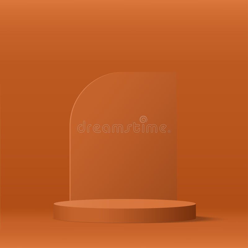 3d Orange Color Podium and Minimal Orange Color Wall Scene. 3d Podium ...