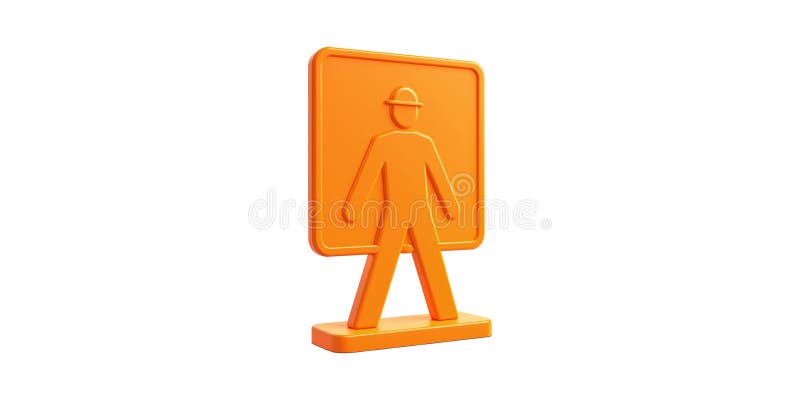 3D Orange Construction Worker Icon. Safety and Caution Symbol for ...