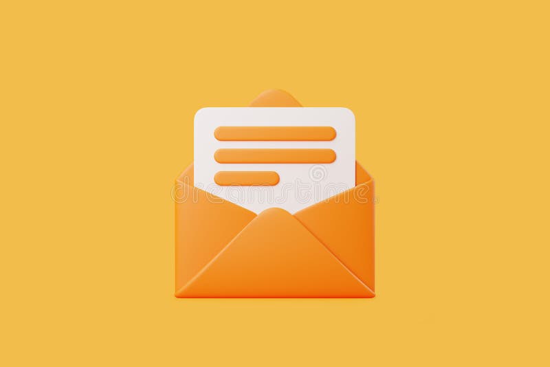 3D Orange Envelope with Document Icon Stock Illustration - Illustration ...