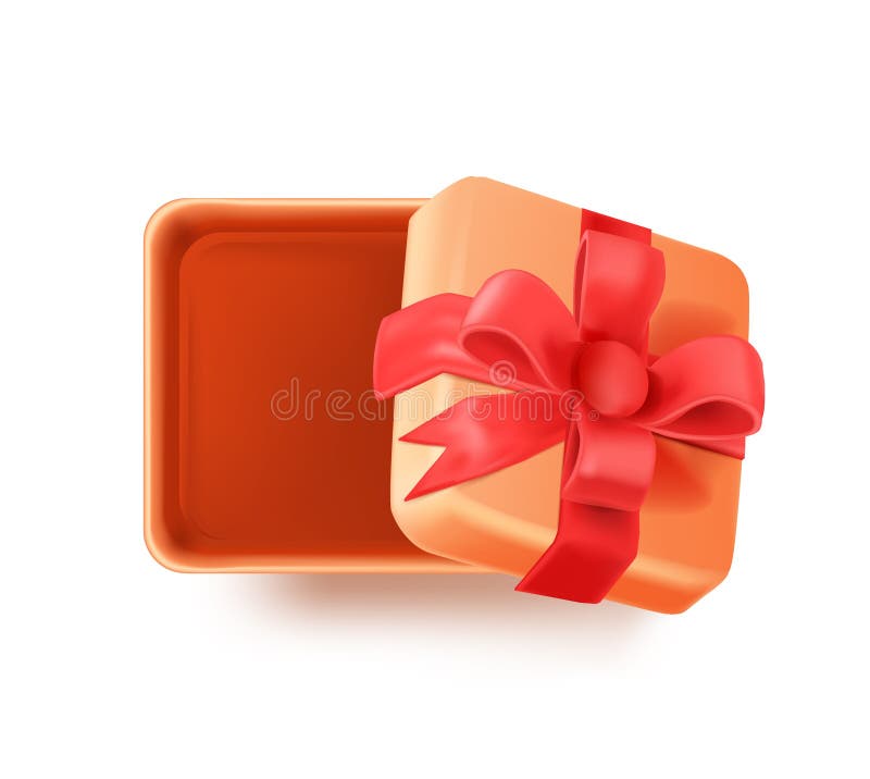 3d Orange Gift Box. Top View Giftbox, Vector Illustration Stock Vector ...