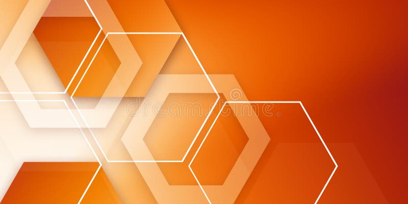 3D Orange Hexagons Pattern. Geometric Abstract Background with Simple ...