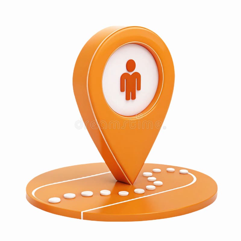 3D Orange Location Pin with Human Figure for Navigation and Mapping ...