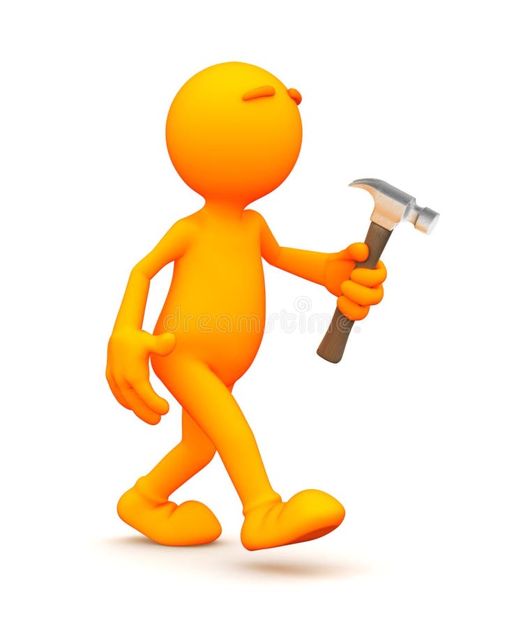 Orange Guy: Working with a Hammer Stock Illustration - Illustration of ...