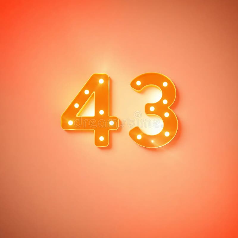 3d Orange Neon Light Rain Symbol Forty Three, 43 Stock Illustration ...