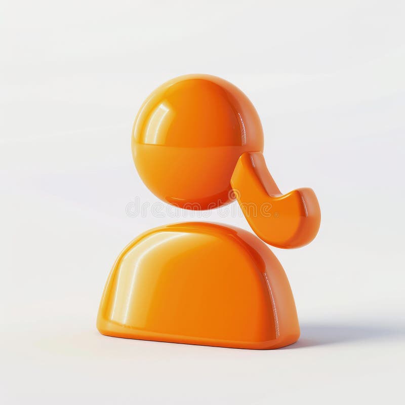 Orange 3D Glossy User Icon, Modern Profile Avatar Stock Illustration ...
