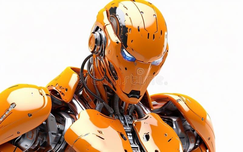3D Orange Robot Cyborg Humanoid Stock Illustration - Illustration of ...