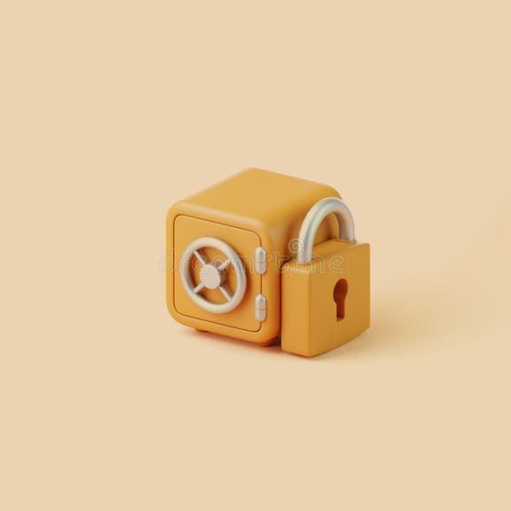 3D Orange Safe with Padlock for Security Stock Image - Image of padlock ...