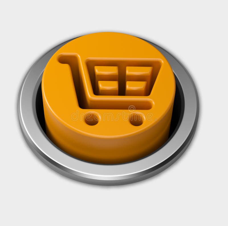 3D Orange Shopping Cart Push Button Stock Illustration - Illustration ...