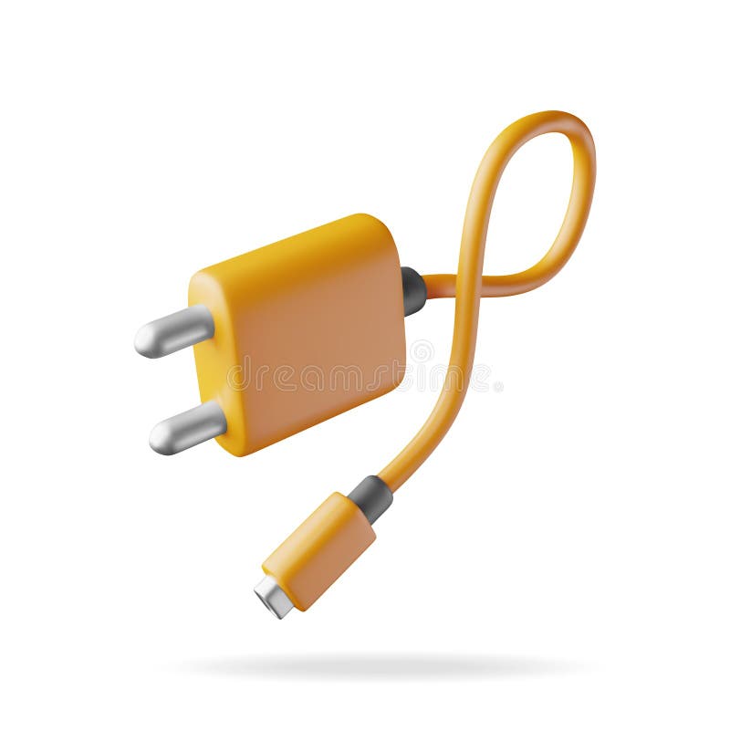 3d orange USB charger stock vector. Illustration of data - 350575051