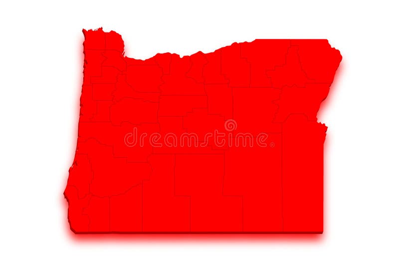 3d Oregon Neon Map, Glowing Map Stock Illustration - Illustration of ...