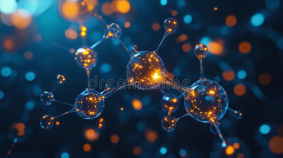 3d Organic Chemistry Reaction Render with Illuminated Carbon Chains and ...