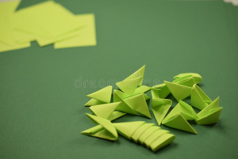 3D origami - green modules stock image. Image of making - 90271617