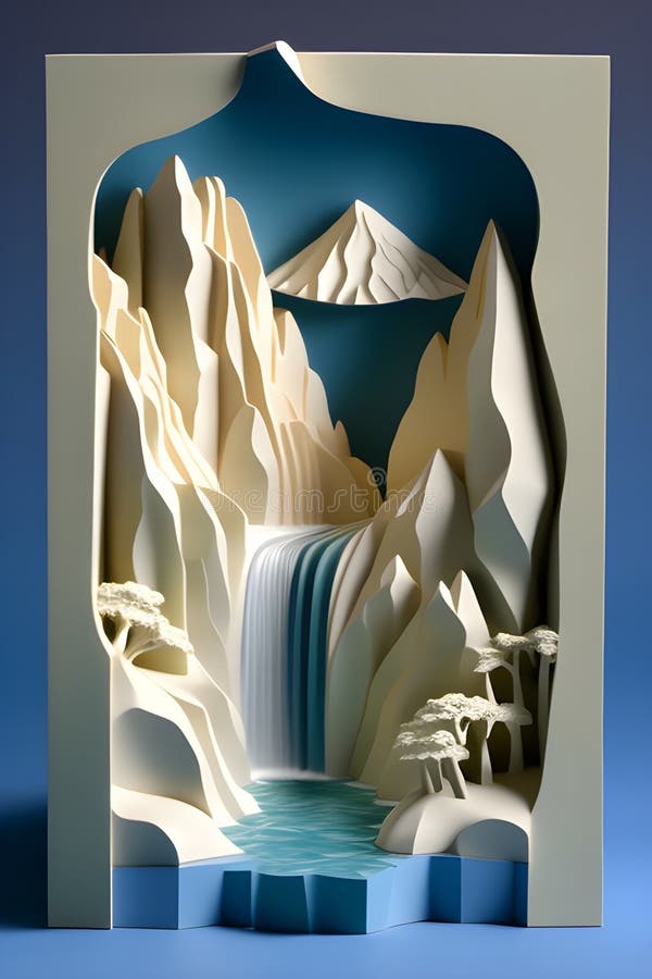 3D Origami Paper Cut Wallpaper for Lock Screen. Stock Illustration ...