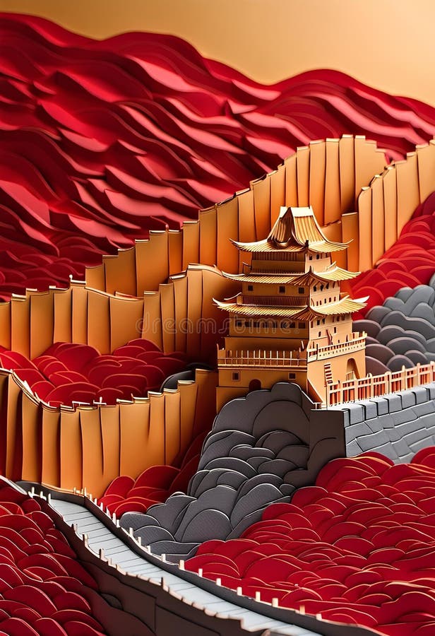 3D Origami Paper Cut Wallpaper for Lock Screen. Stock Illustration ...