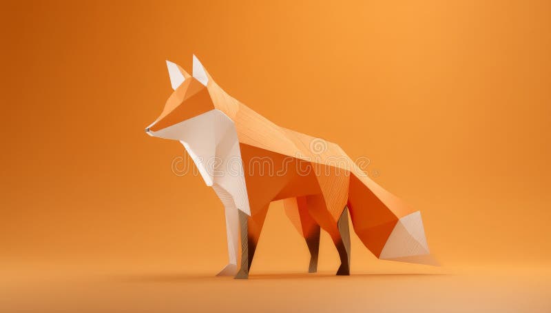 3D Origami Paper Fox Model. Generative AI. Stock Illustration ...