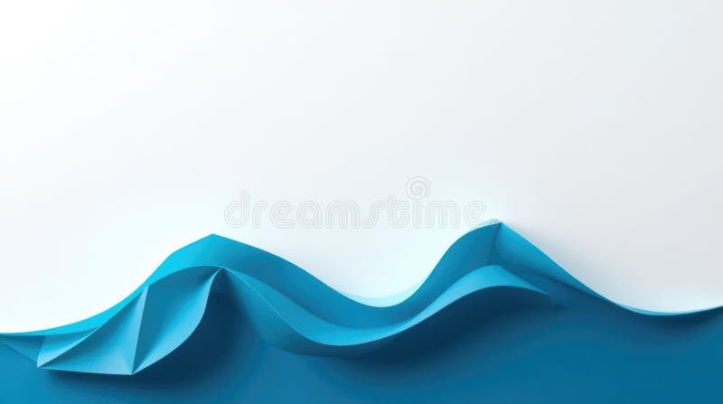 3D Origami Sculpture in the Form of a Wave Pure White Background. the ...