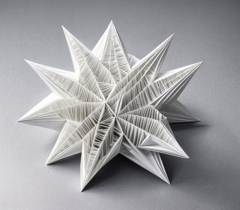 A 3D Origami Star Made of White Paper. Stock Photo - Image of paper ...