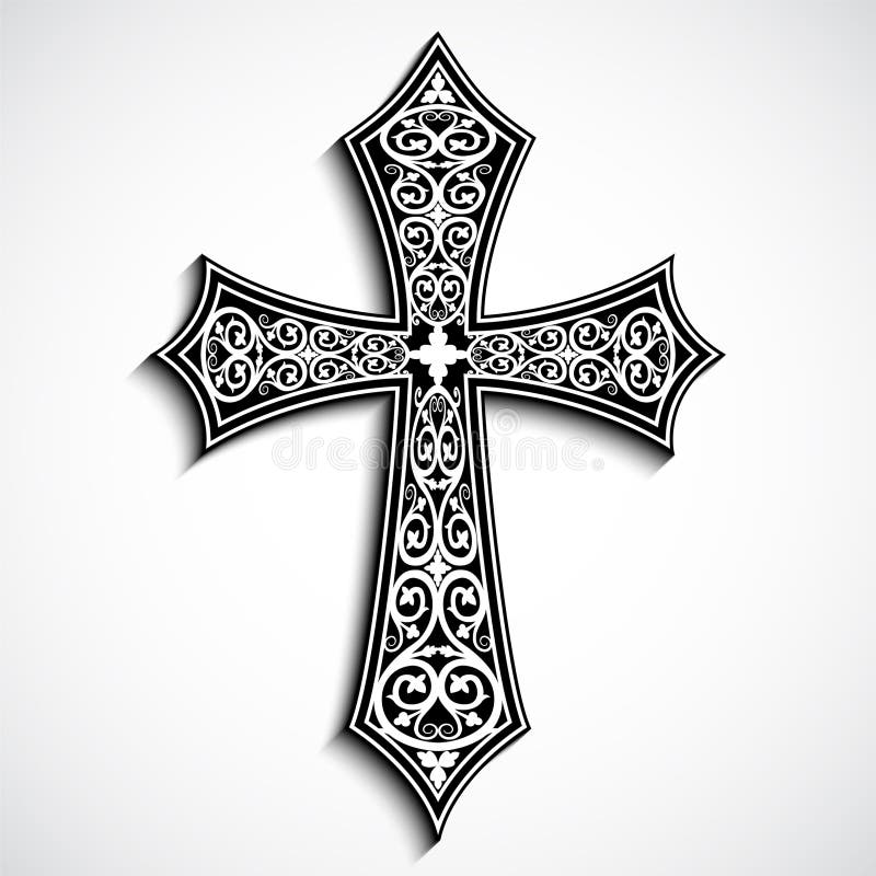 3d Ornamental Cross with Shadow Illustration Stock Vector ...