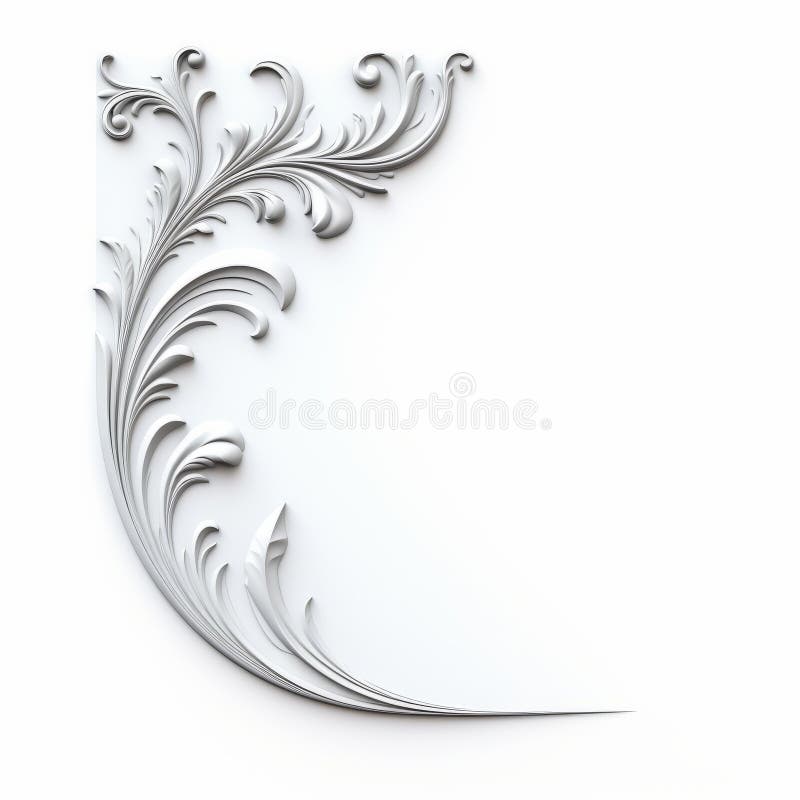 Ethereal Foliage a Whimsical 3d Ornamental Border on White Background ...