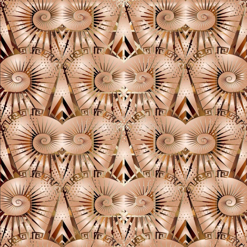 3d Ornate Geometric Greek Seamless Pattern. Stock Vector - Illustration ...
