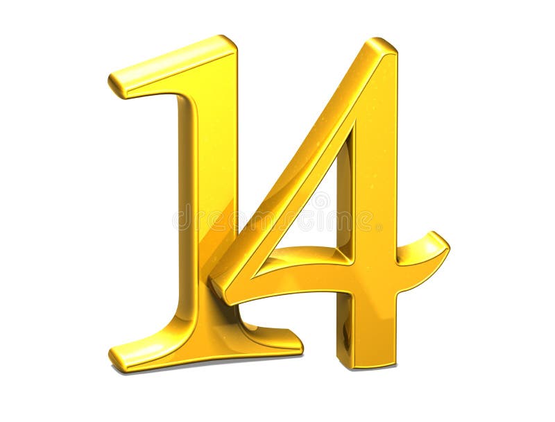 3D Oro Catorce En El Fondo Blanco Stock de ilustración - Ilustración de ...