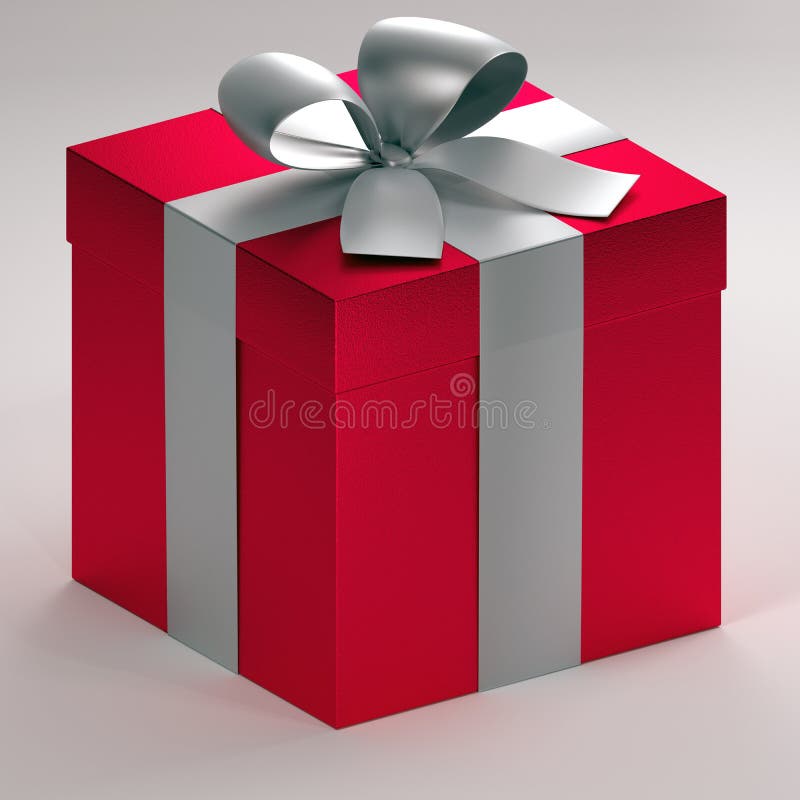 3d Ortographic Red Gift Boxes with Silver Ribbon and Bow Stock ...