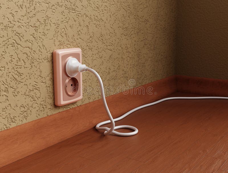 3D Outlets with Plug, Energy Power Consumption Concept.Plastic Double ...