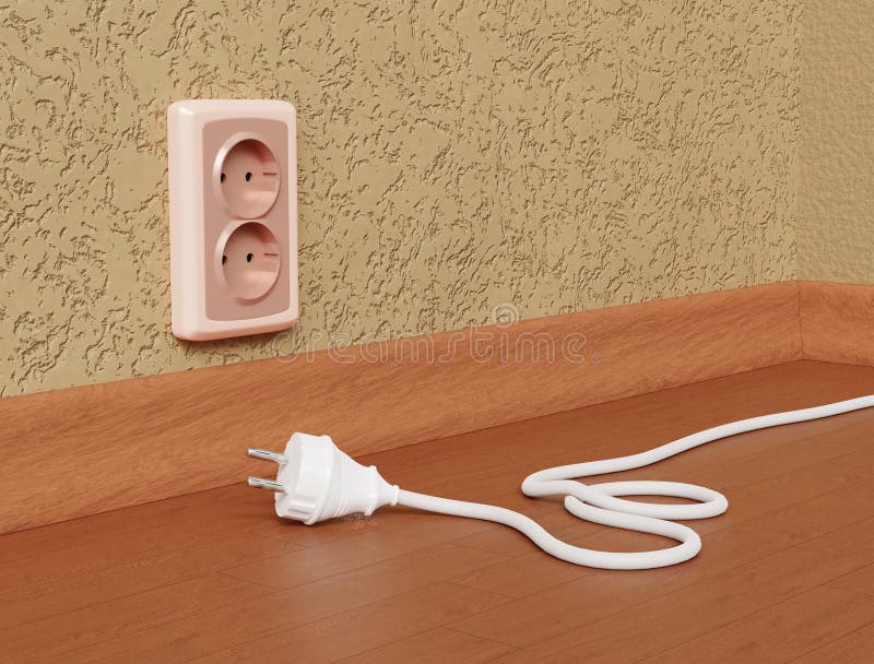 3D Outlets with Plug, Energy Power Consumption Concept.Plastic Double ...