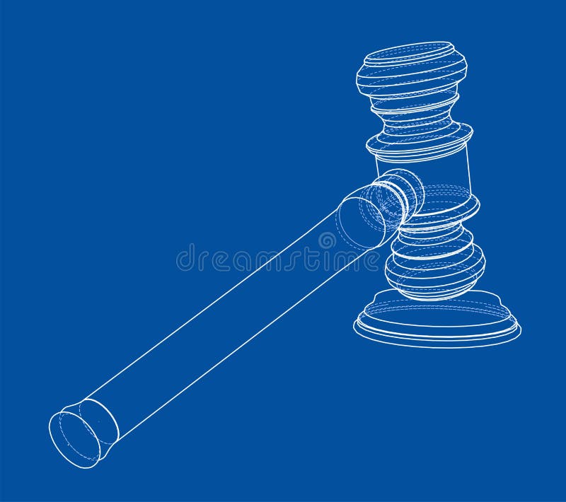 3D Outline Gavel. 3D Illustration Stock Illustration - Illustration of ...