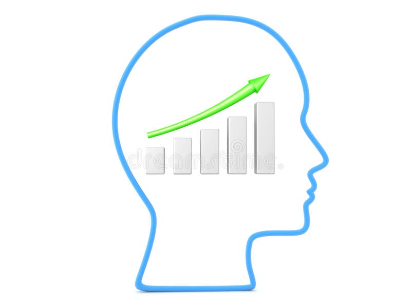3D Outline of Head with Growth Chart Inside it Stock Illustration ...