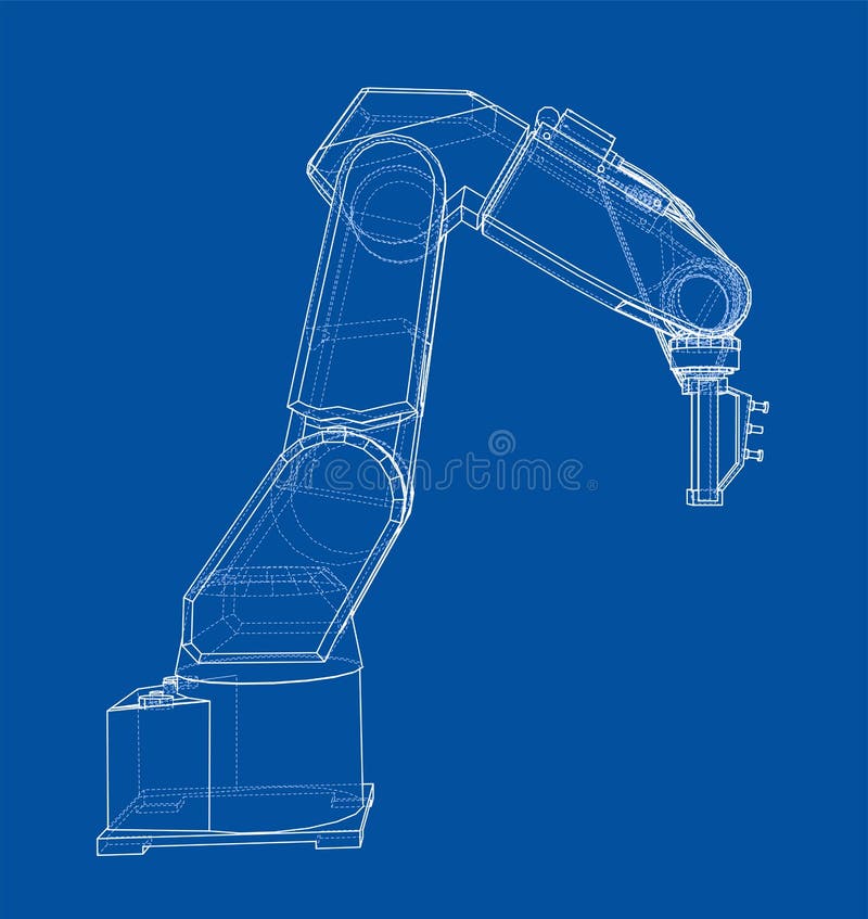 Outline Robotic Arm, Vector Icon. Isolated Black Simple Line Element ...