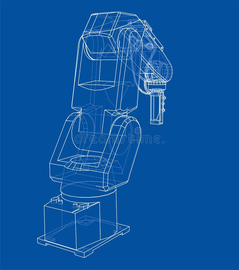 3D Outline Robotic Arm. 3D Illustration Stock Illustration ...