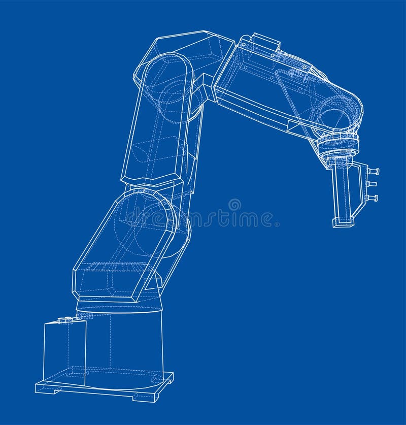 3D Outline Robotic Arm. 3D Illustration Stock Illustration ...