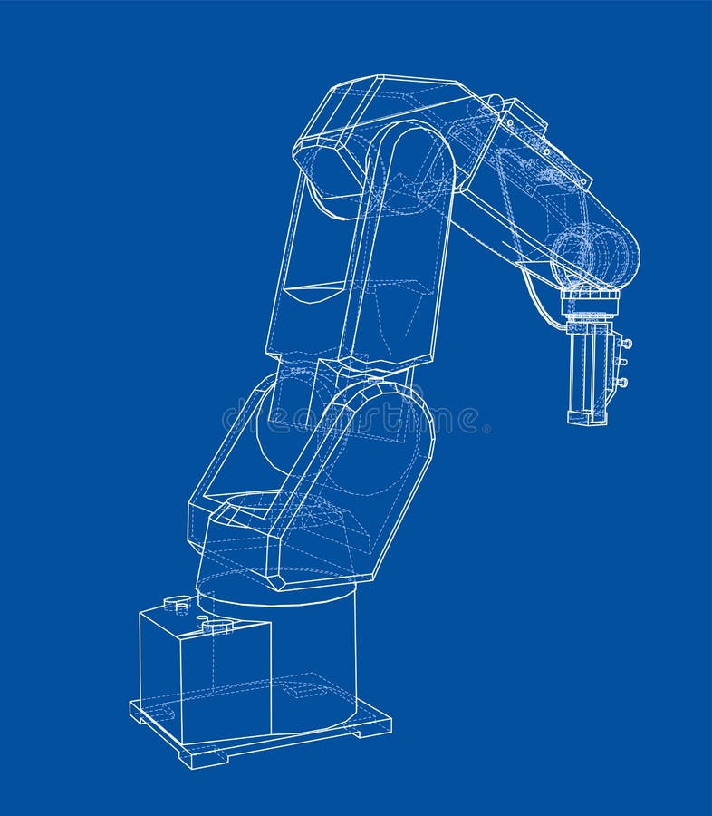 3D Outline Robotic Arm. 3D Illustration Stock Illustration ...