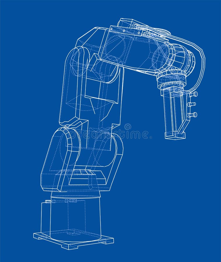 3D Outline Robotic Arm. 3D Illustration Stock Illustration ...