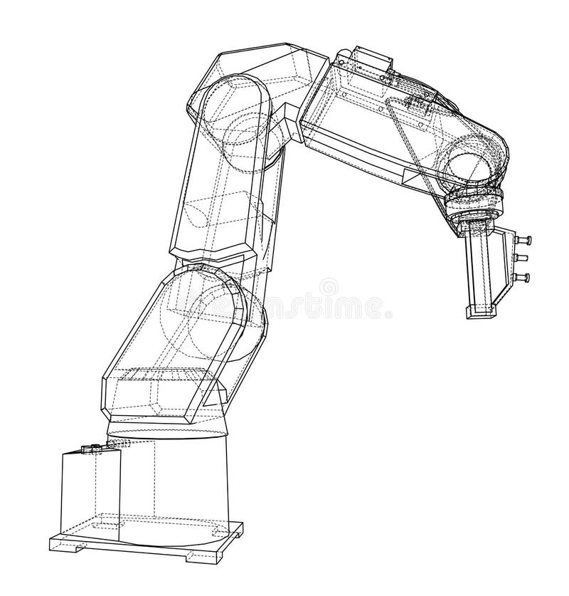 3D Outline Robotic Arm. Vector Rendering of 3d Stock Vector ...