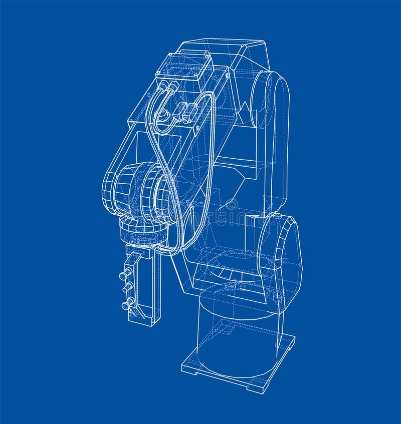 3D Outline Robotic Arm. Vector Rendering of 3d Stock Vector ...