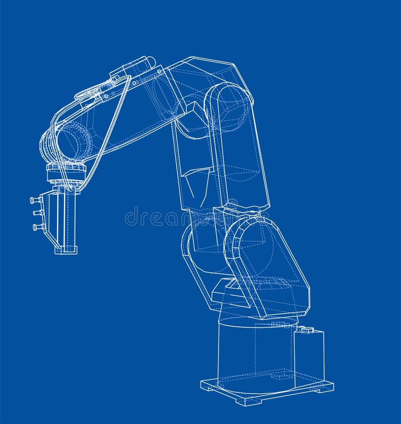 3D Outline Robotic Arm. Vector Rendering of 3d Stock Vector ...