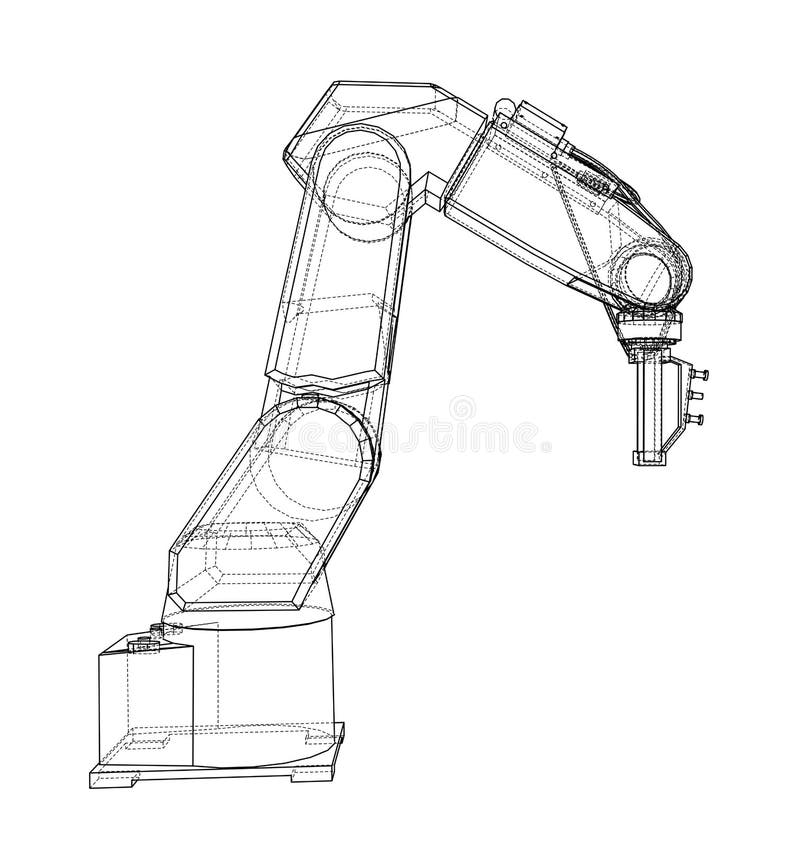 3D Outline Robotic Arm. Vector Rendering of 3d Stock Vector ...